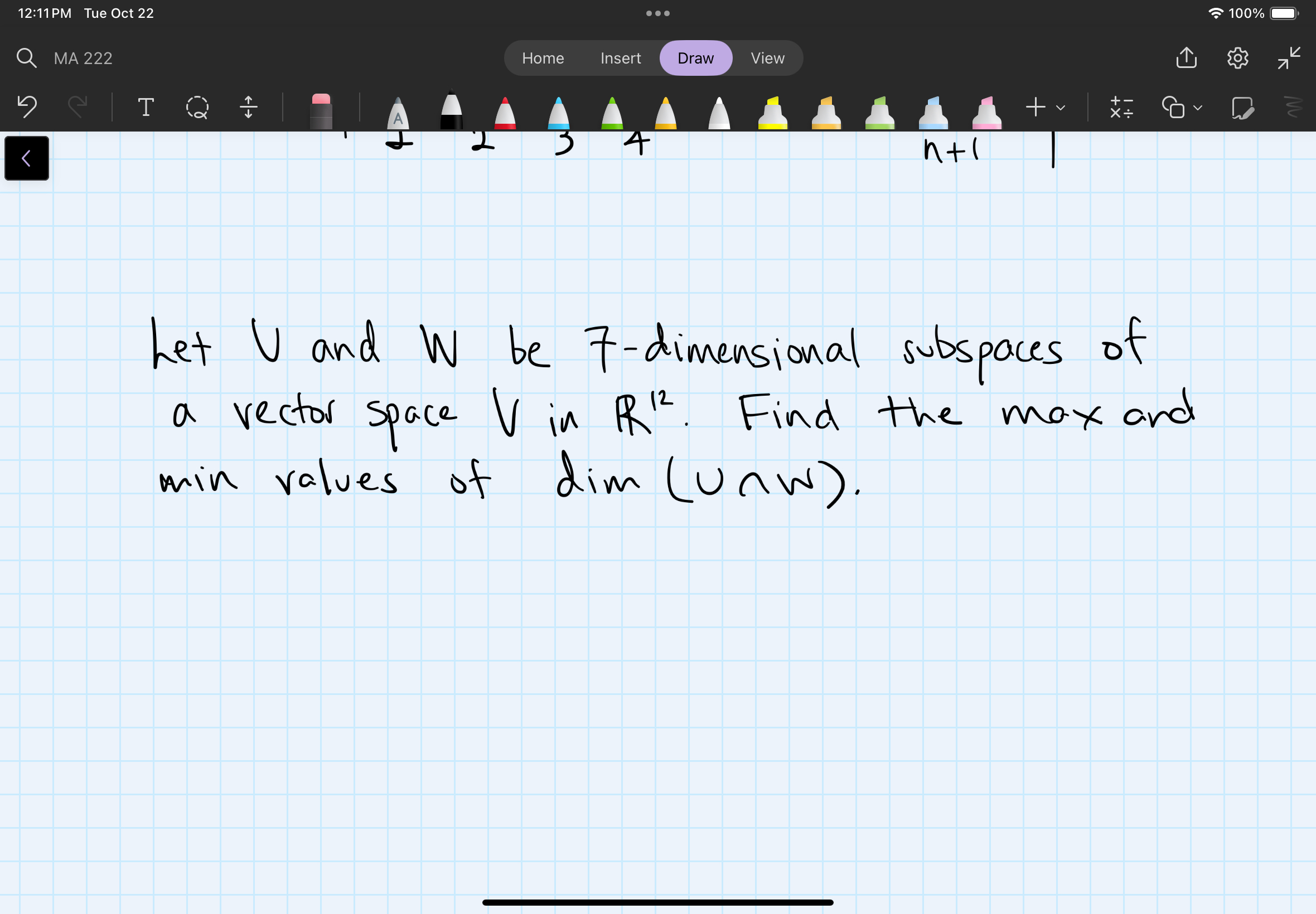 Solved Let V ﻿and W ﻿be 7 -dimensional subspaces of a vector | Chegg.com