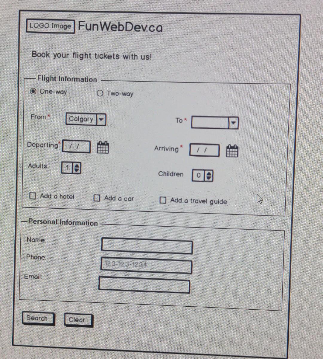 Solved Flight ticket search form You are required to design | Chegg.com