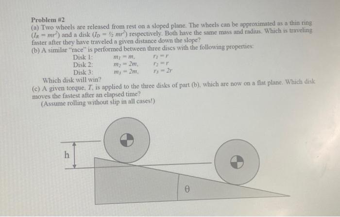 Solved Problem #2 (a) Two wheels are released from rest on a | Chegg.com