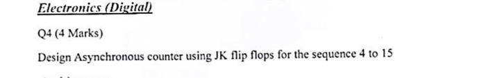 Solved Q4 (4 Marks) Design Asynchronous counter using JK | Chegg.com
