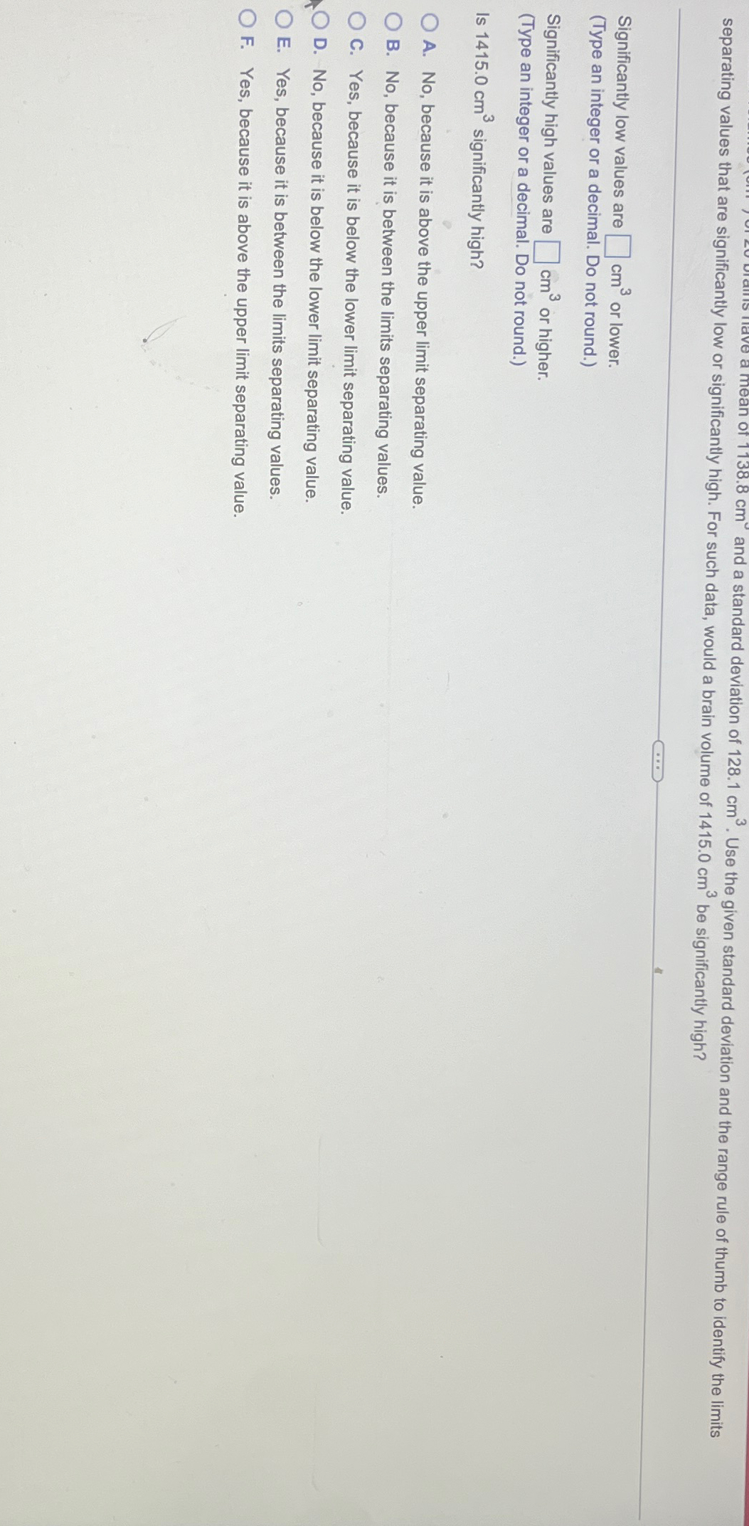 separating values that are significantly low | Chegg.com