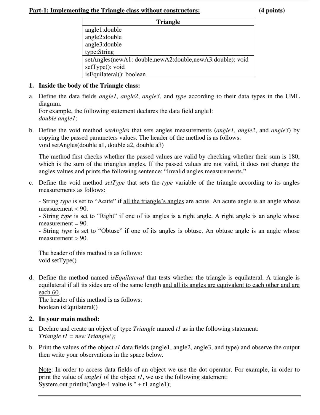 Solved Part-1: Implementing the Triangle class without | Chegg.com