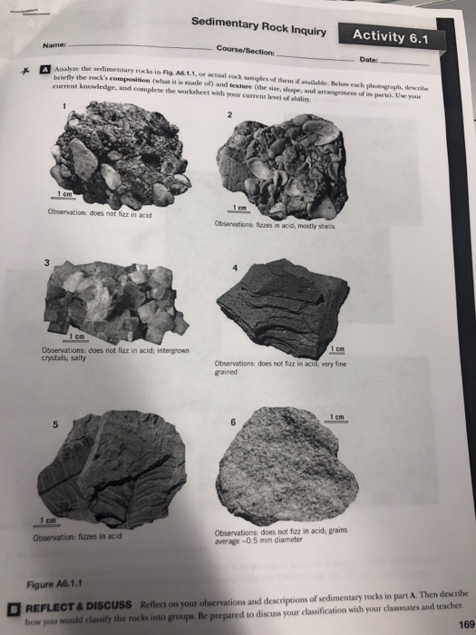 Solved Sedimentary Rock Inquiry Activity 6.1 Name: | Chegg.com