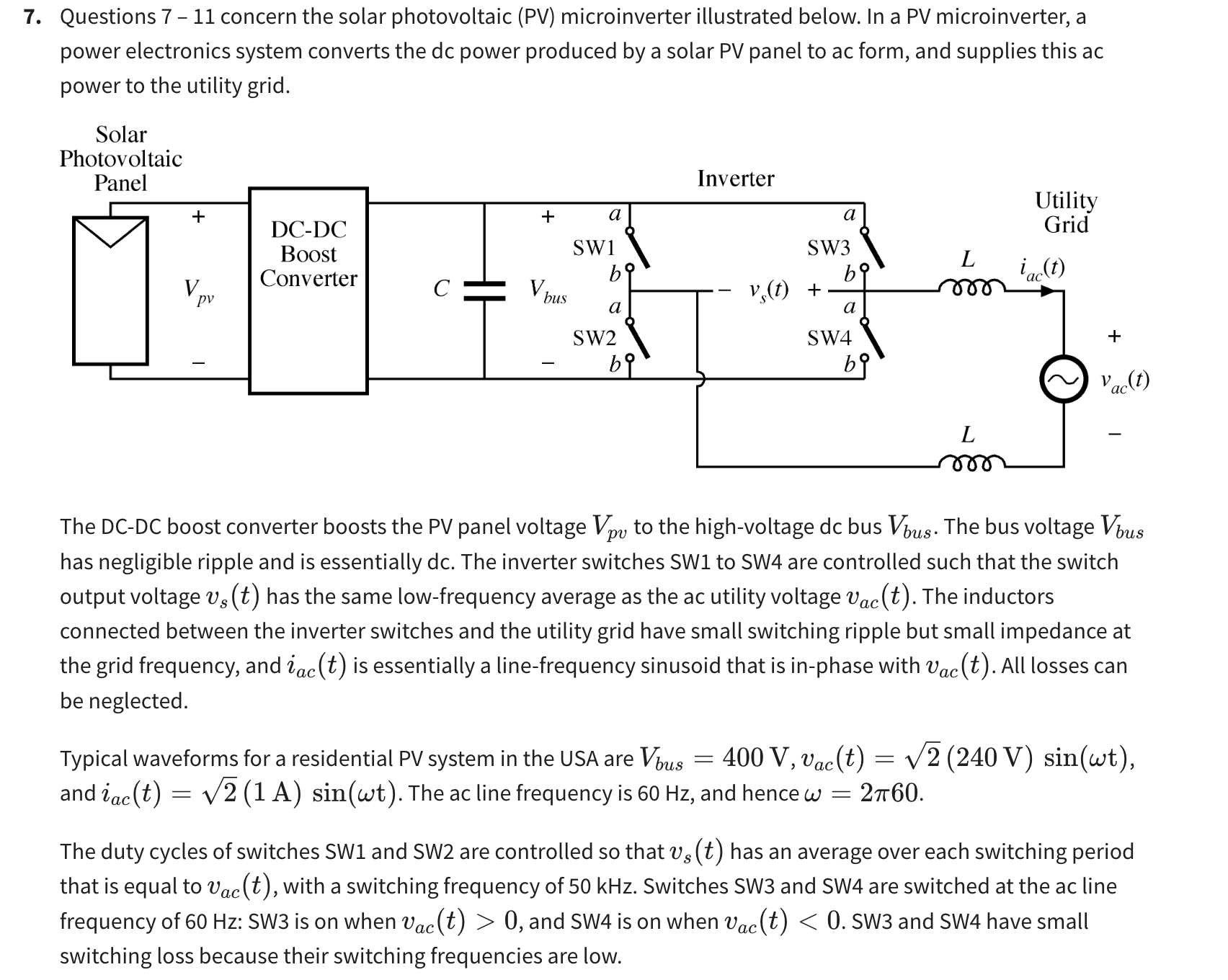 Solved Questions 7 - 11 ﻿concern the solar photovoltaic (PV) | Chegg.com