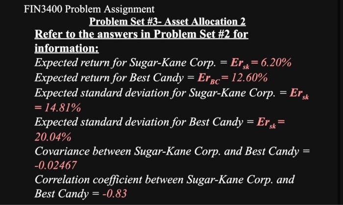 Solved FIN3400 Problem Assignment Problem Set \#3-Asset | Chegg.com