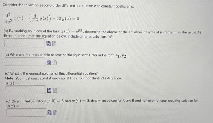 Solved Consider the following second-order differential | Chegg.com
