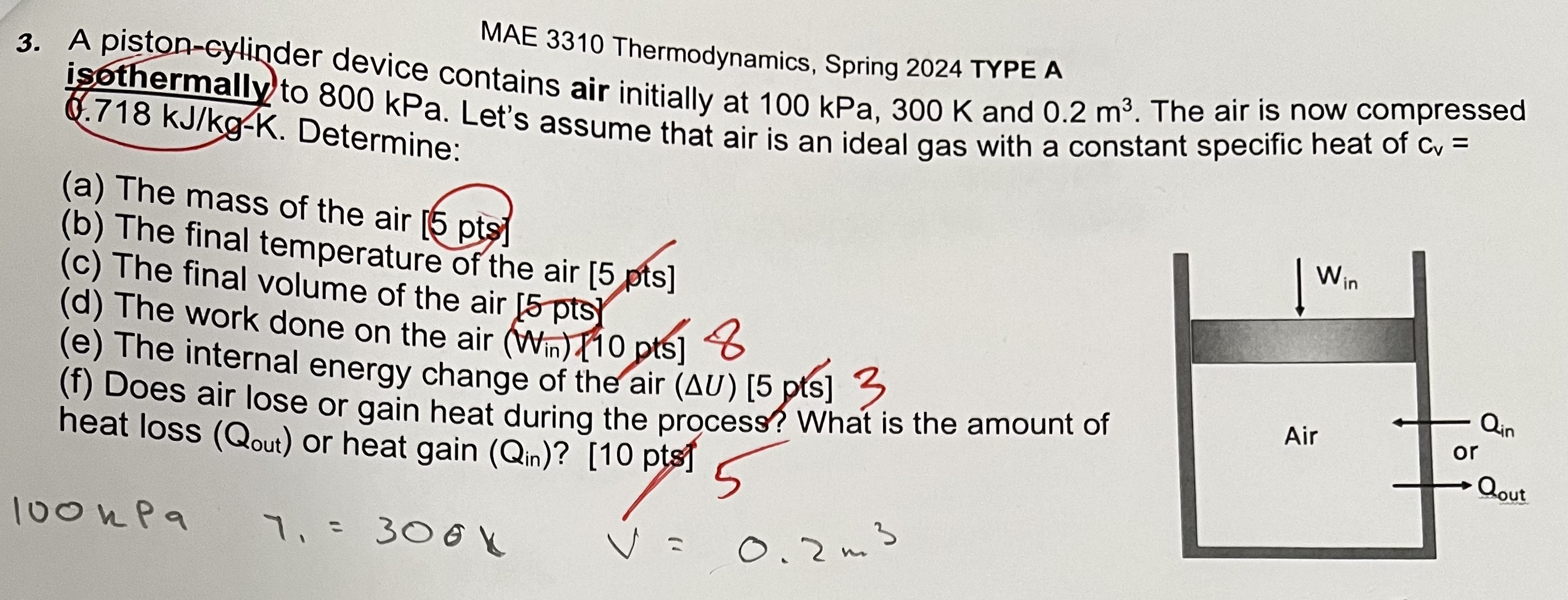 Solved MAE 3310 ﻿Thermodynamics, Spring 2024 ﻿TYPE Ais | Chegg.com