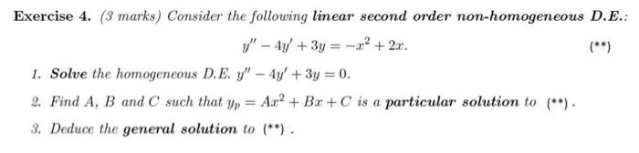 Solved Exercise 4. (3 marks) Consider the following linear | Chegg.com