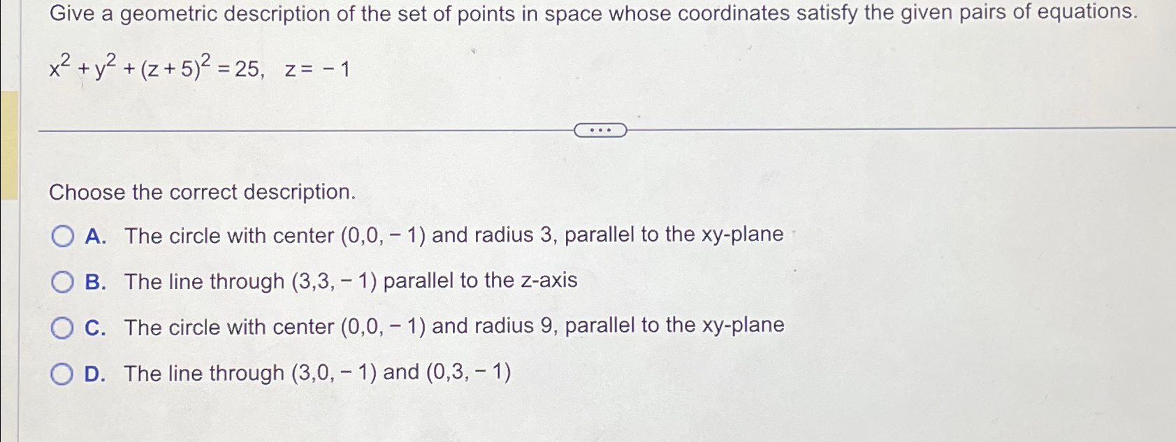 Solved Give a geometric description of the set of points in | Chegg.com