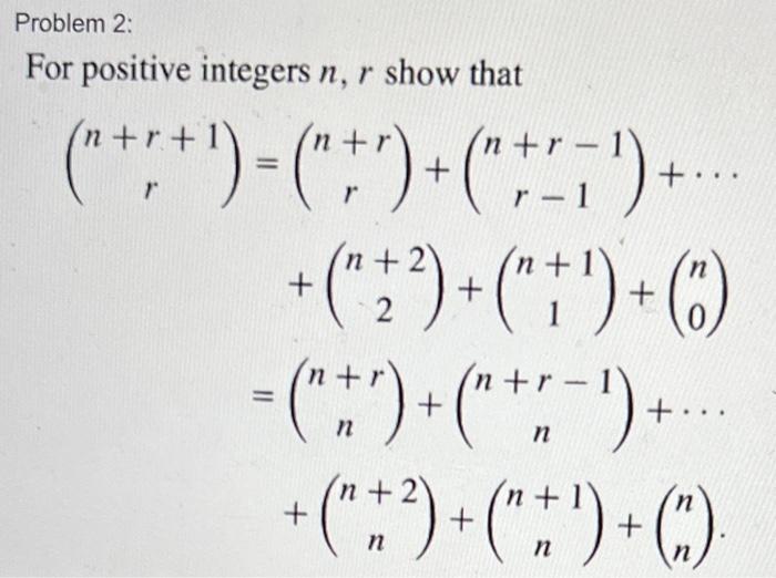 Solved For positive integers n,r show that | Chegg.com