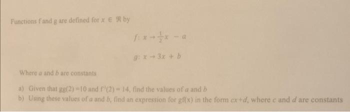 Solved Functions f and g are defined for x∈ℜ by | Chegg.com