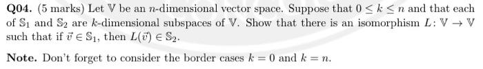Solved Q04. (5 marks) Let V be an n-dimensional vector | Chegg.com