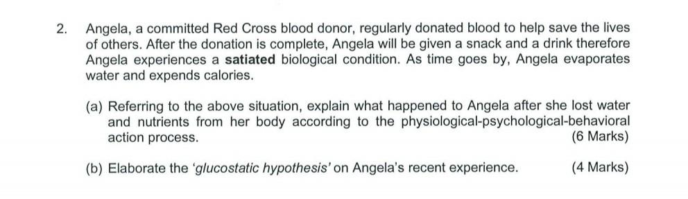 Solved Angela, a committed Red Cross blood donor, regularly | Chegg.com