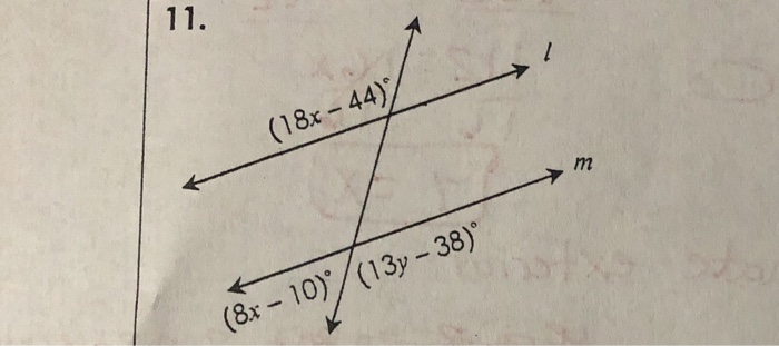 Solved if l and m are parallel, find the value of x and y | Chegg.com