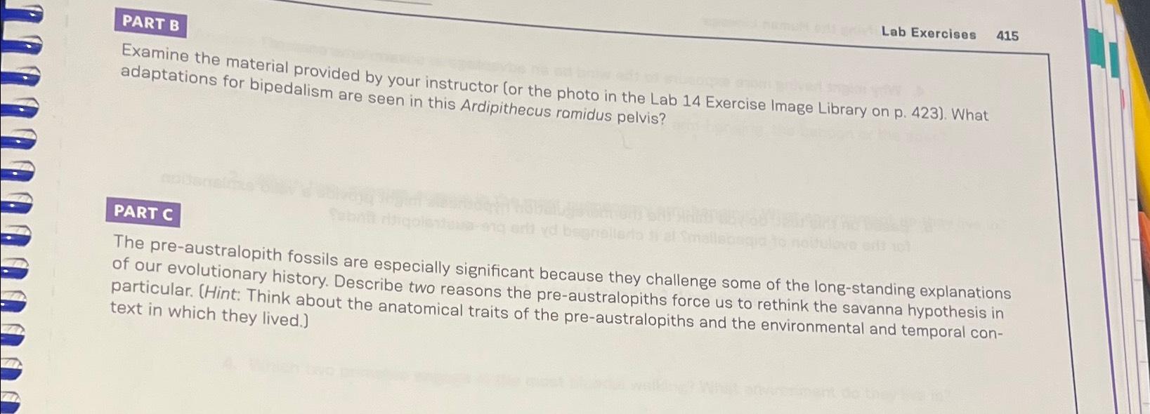 Solved PART BLab Exercises415Examine the material provided | Chegg.com