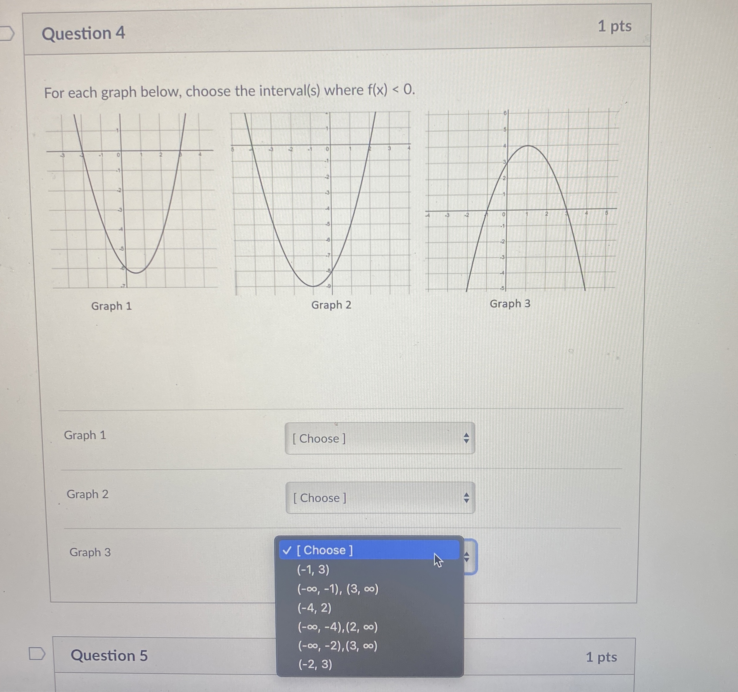 Solved Question 41 ﻿ptsFor each graph below, choose the | Chegg.com