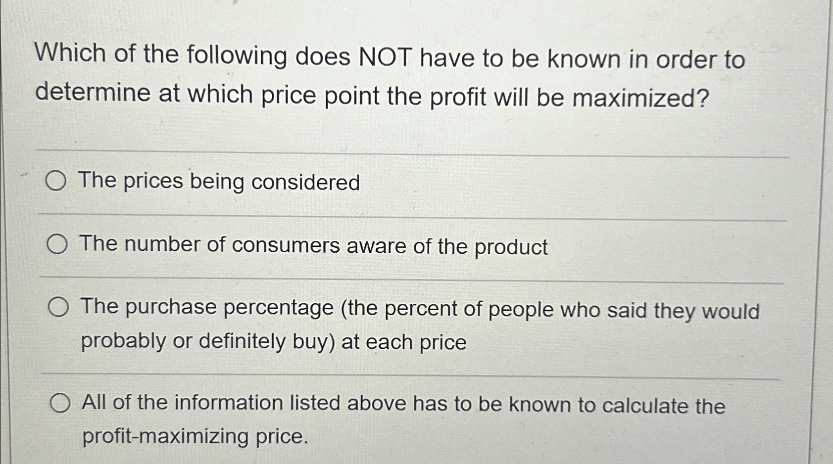 Solved Which of the following does NOT have to be known in | Chegg.com