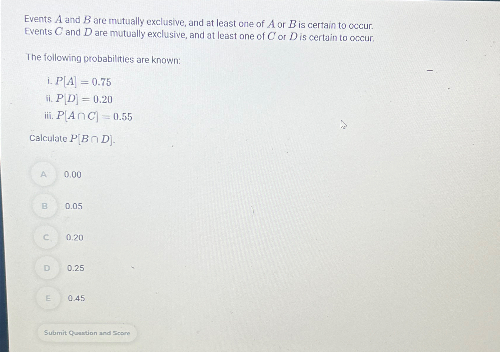 Solved Events A and B ﻿are mutually exclusive, and at least | Chegg.com