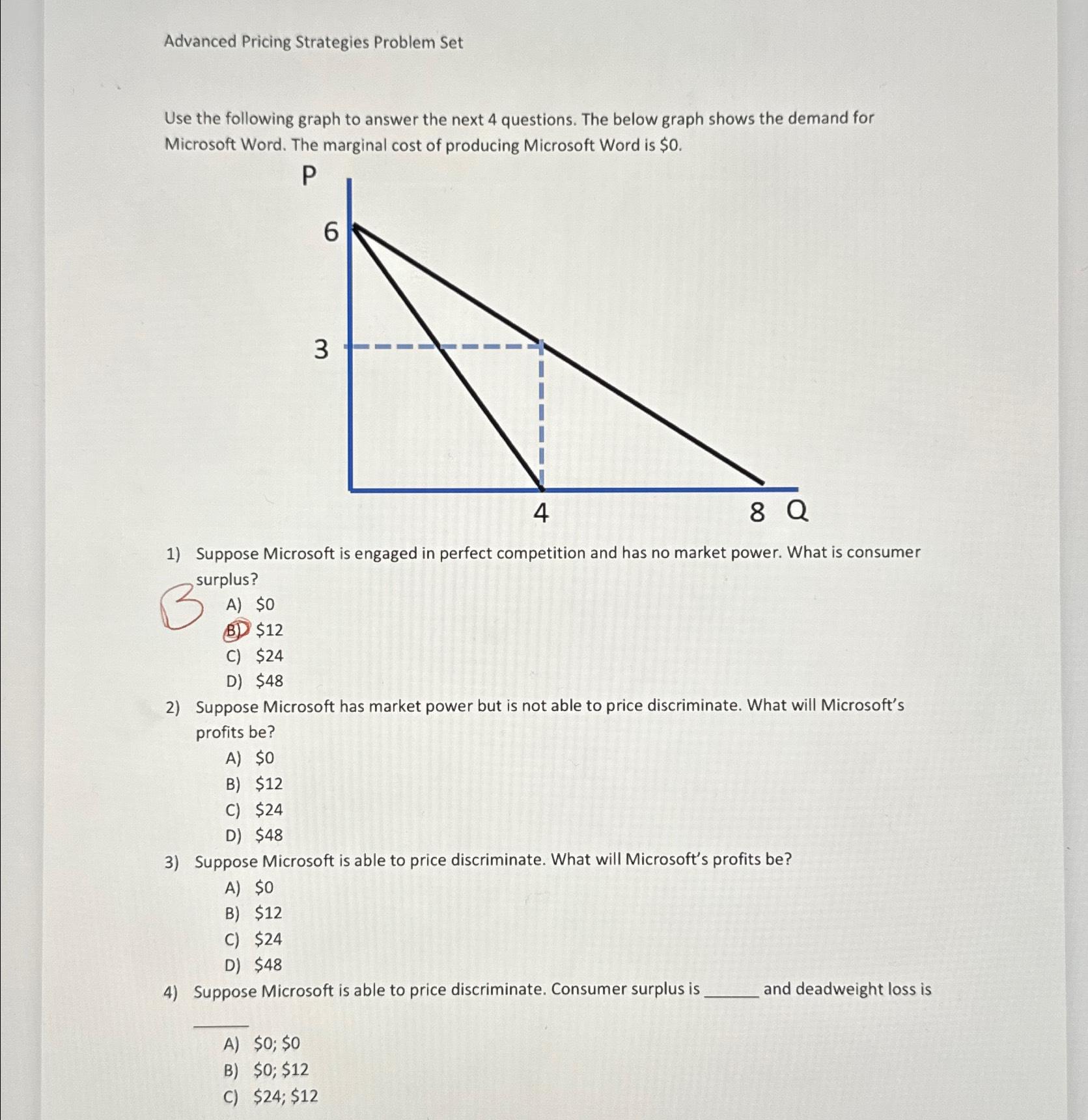 Solved Advanced Pricing Strategies Problem SetUse the | Chegg.com