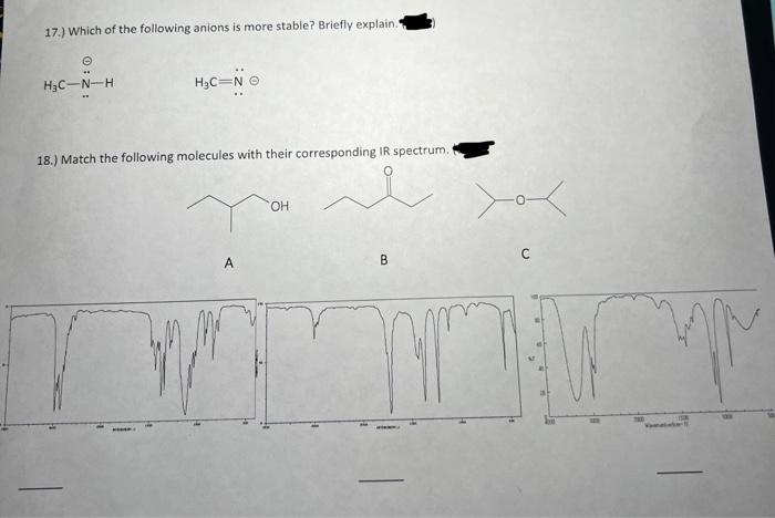 Solved Part1 Which of the following anions is more stable? | Chegg.com