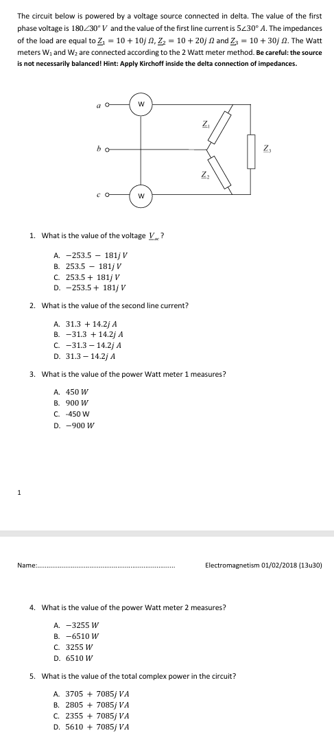 Solved What Calculate all the line voltages ,line currents, | Chegg.com