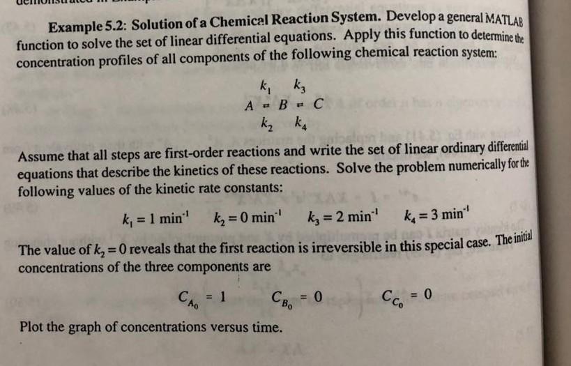 Solved Example 5.2: Solution of a Chemical Reaction System. | Chegg.com