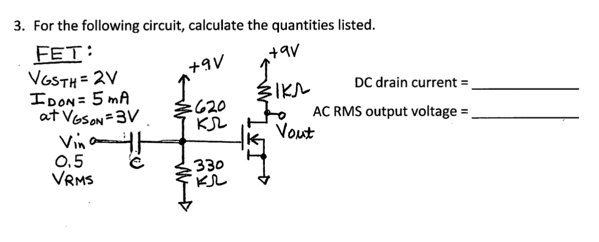Solved For the following circuit, calculate the quantities | Chegg.com