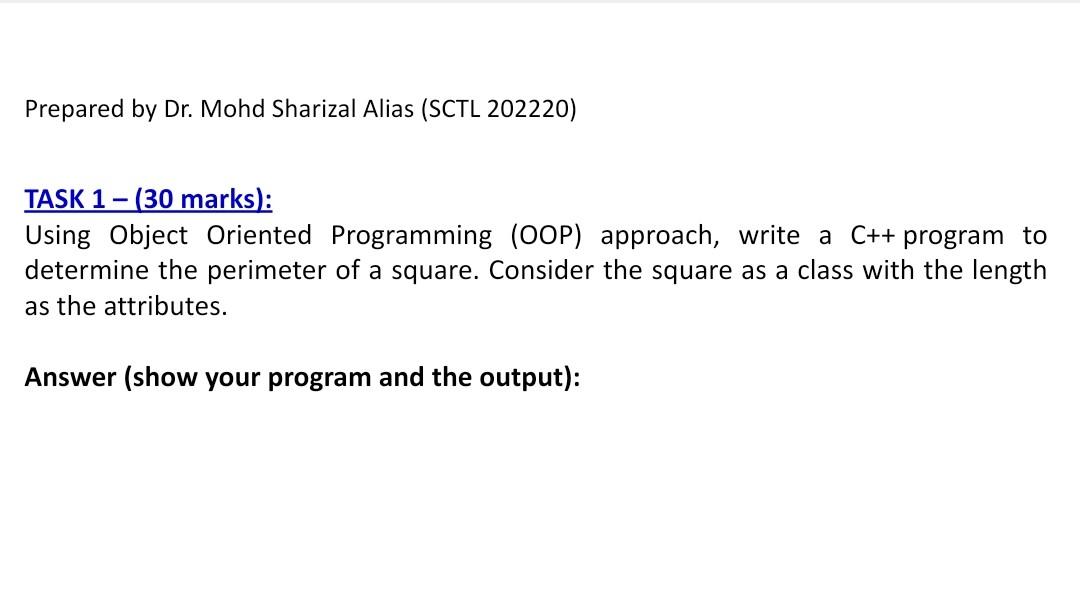Solved Prepared by Dr. Mohd Sharizal Alias (SCTL 202220) | Chegg.com