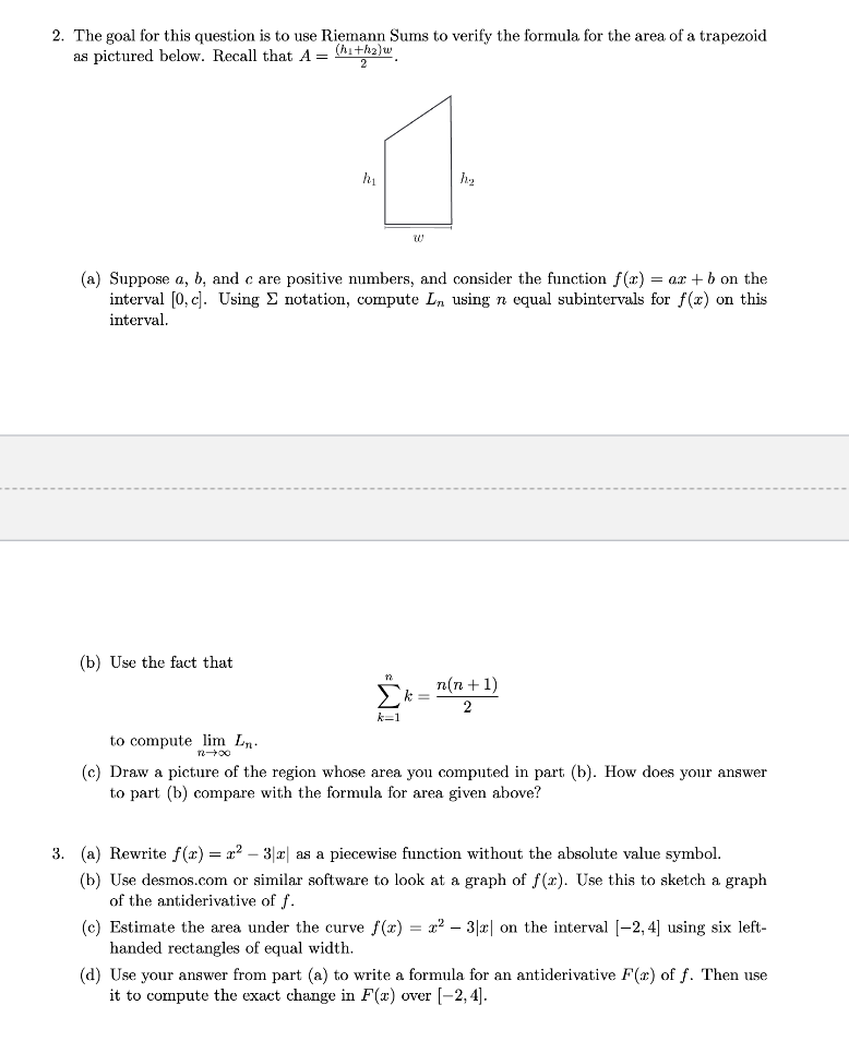 Solved (b) ﻿Use the fact that∑k=1nk=n(n+1)2to compute | Chegg.com