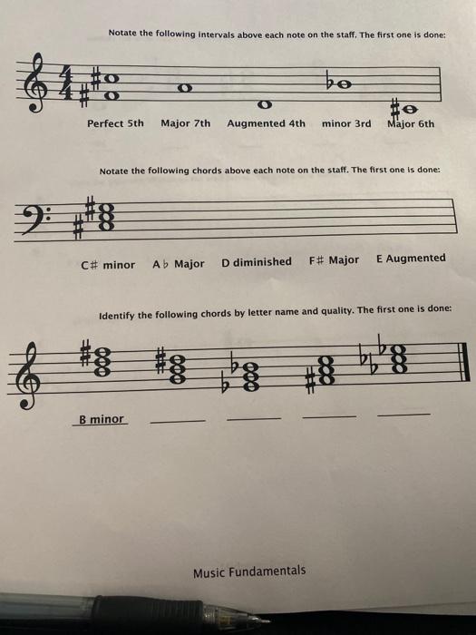 Notate the following intervals above each note on the | Chegg.com