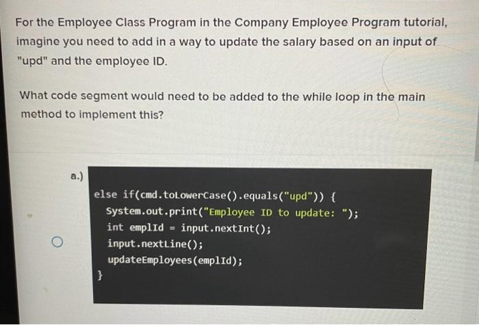 Solved For the Employee Class Program in the Company | Chegg.com