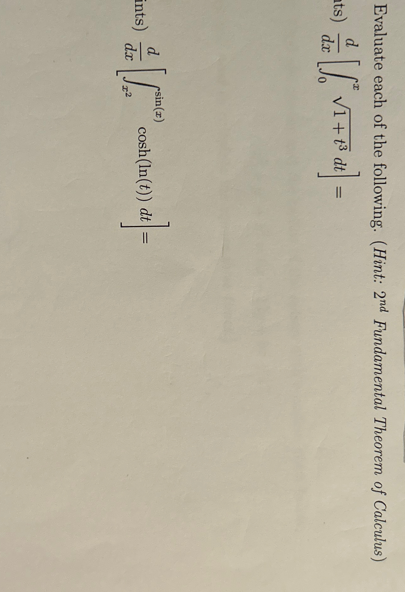 Solved Evaluate each of the following. (Hint: 2nd | Chegg.com