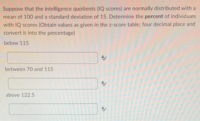 Solved Suppose that the intelligence quotients (IQ scores) | Chegg.com