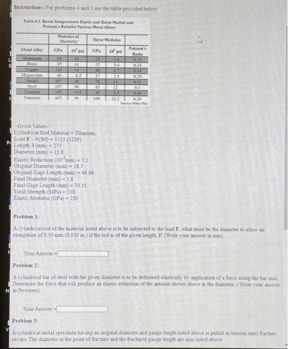 Solved Instructions: For problems 4 and 5 use the table | Chegg.com