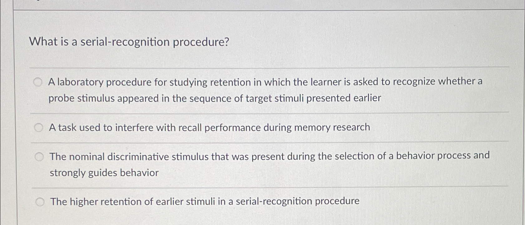 Solved What is a serial-recognition procedure?A laboratory | Chegg.com