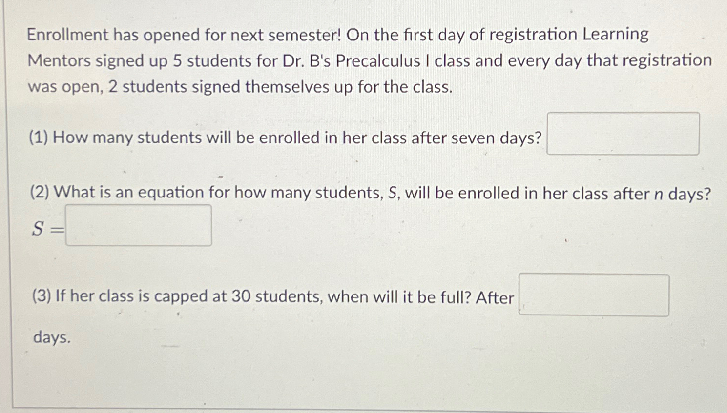 Solved Enrollment has opened for next semester! On the first | Chegg.com