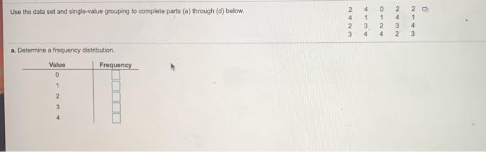 Solved Use the data set and single-value grouping to | Chegg.com