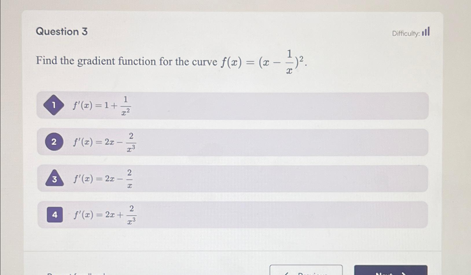 Solved Question 3Difficulty: ||llFind the gradient function | Chegg.com