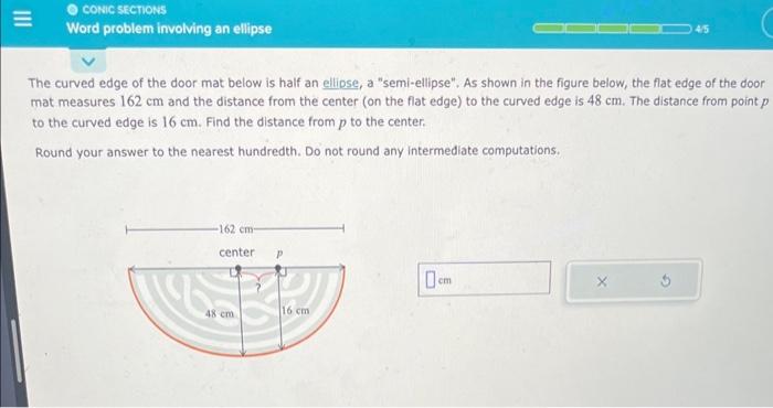 Solved The curved edge of the door mat below is half an | Chegg.com