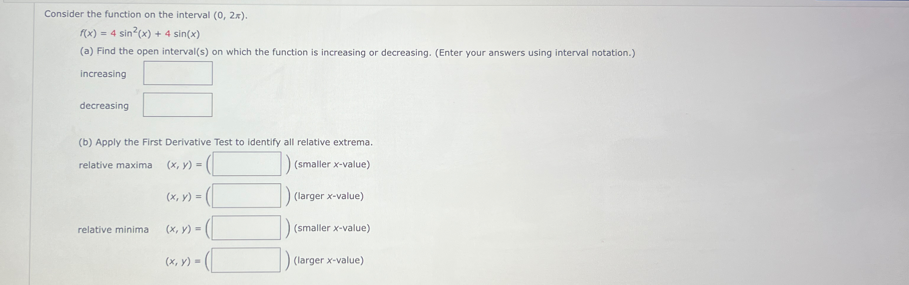Solved Consider the function on the interval | Chegg.com