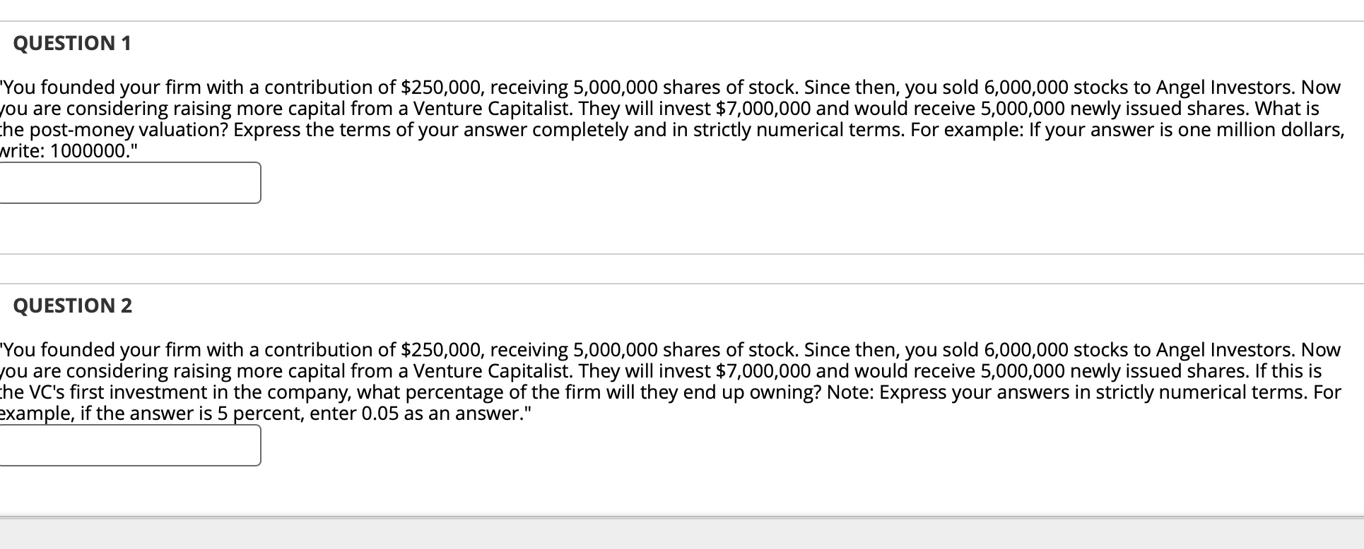 Solved QUESTION 2'You founded your firm with a contribution | Chegg.com