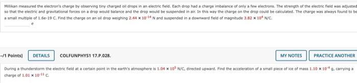 Solved Till ian measured the electron's charge by observing | Chegg.com