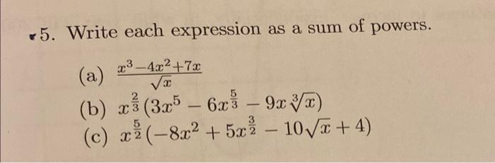 Solved 5. Write each expression as a sum of powers. (a) | Chegg.com