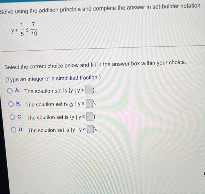 Solved Solve using the addition principle and complete the | Chegg.com