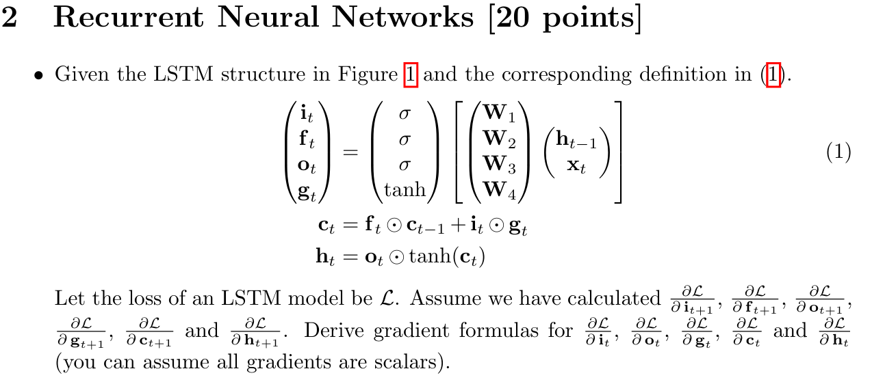 Solved 2 ﻿Recurrent Neural Networks [20 ﻿points]Given the | Chegg.com
