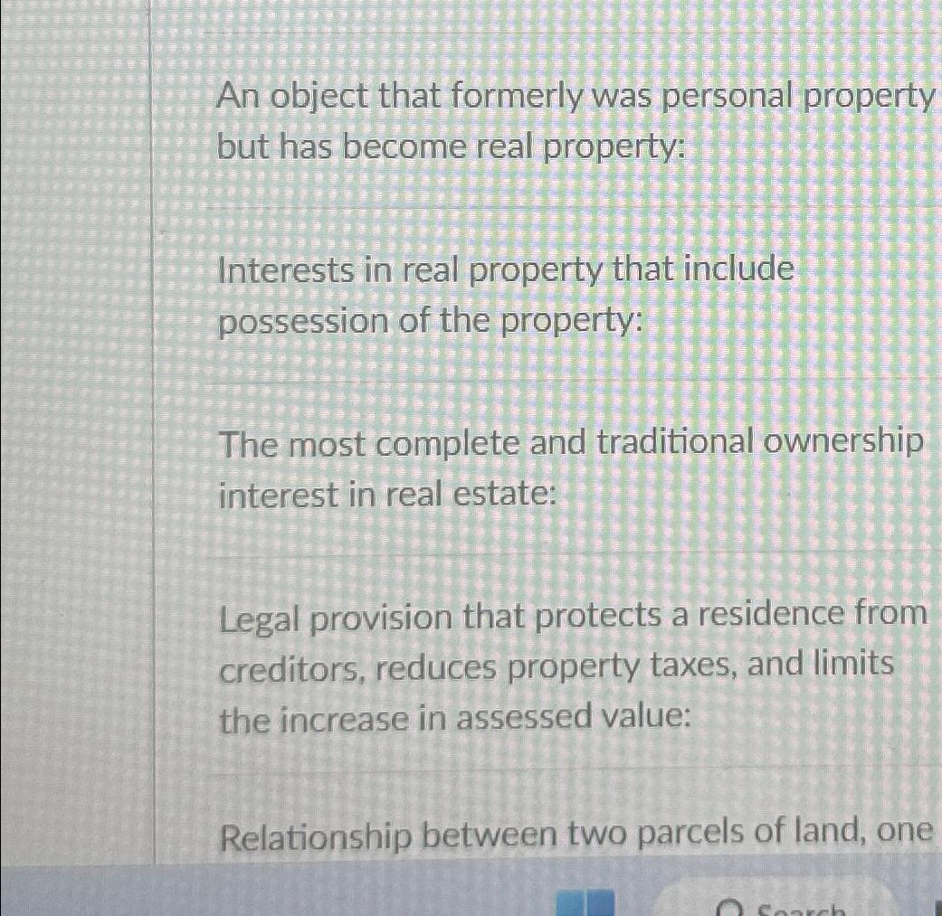 Solved An object that formerly was personal property but has | Chegg.com