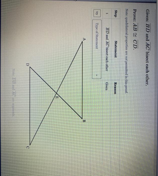 Solved Given: ABCB and DB bisects LABC. Prove: ZA ZC. Note: | Chegg.com