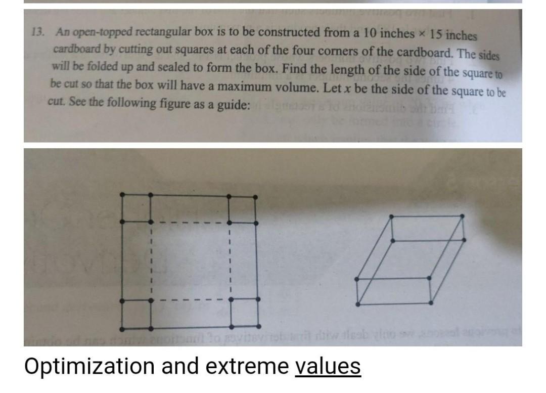Solved 13. An open-topped rectangular box is to be | Chegg.com