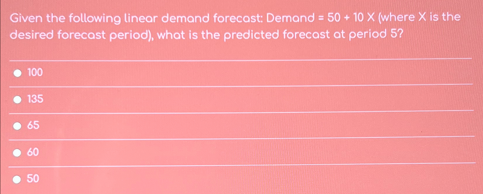 Solved Given the following linear demand forecast: Demand | Chegg.com