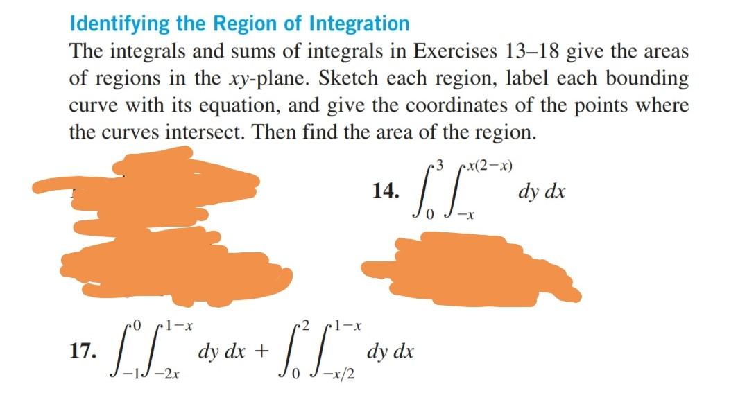 Solved Identifying the Region of Integration The integrals | Chegg.com